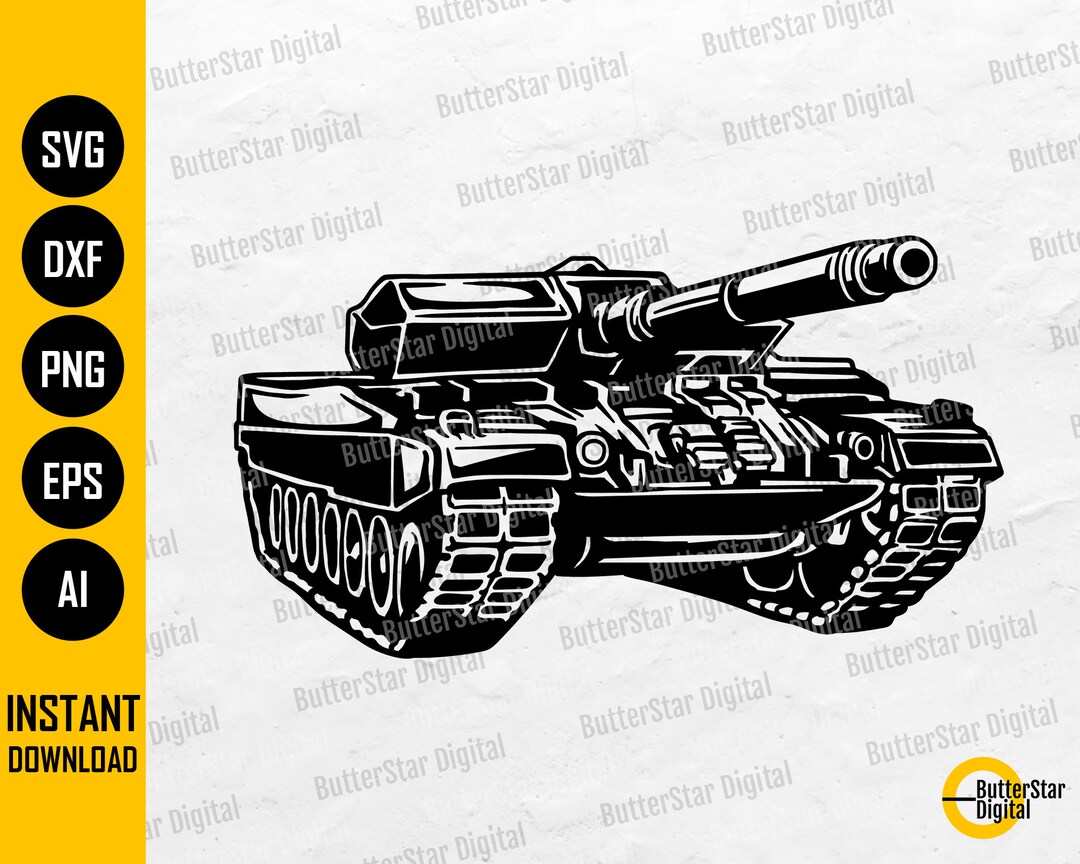 War Tank SVG | Military Vehicle SVG | Army T-shirt Illustration Drawing ...