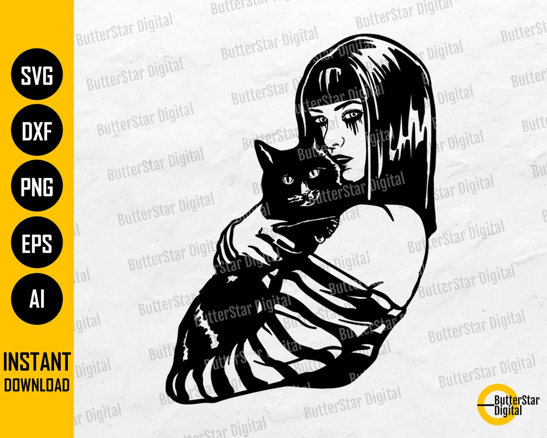 Goth Girl With Cat SVG | Gothic Woman SVG | Pagan SVG | Witch Svg ...