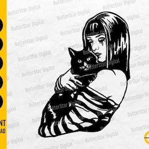 Goth Girl With Cat SVG | Gothic Woman SVG | Pagan SVG | Witch Svg ...