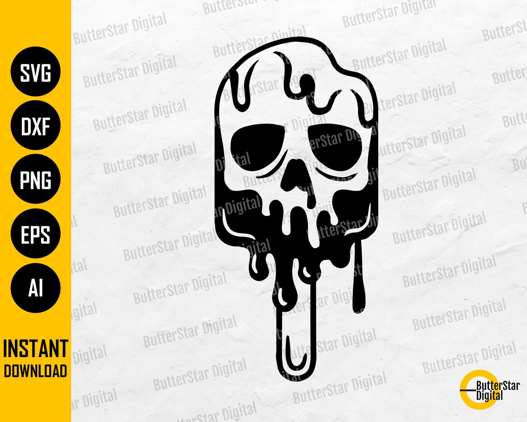 Dripping Popsicle Skull SVG | Summer Ice Cream Decal T-shirt Sticker ...