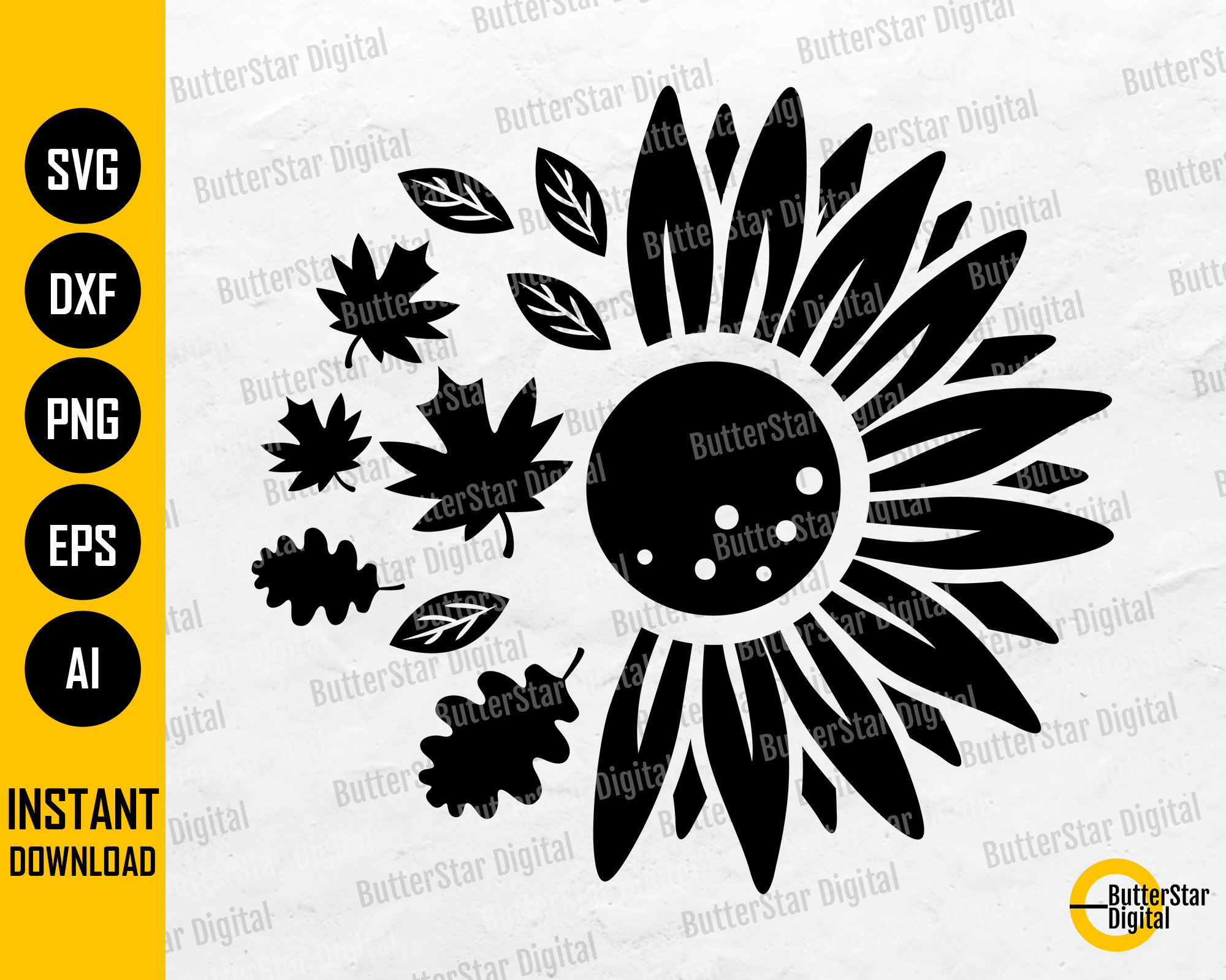Autumn Sunflower SVG Fall Leaves SVG Floral T-shirt Decal - Etsy