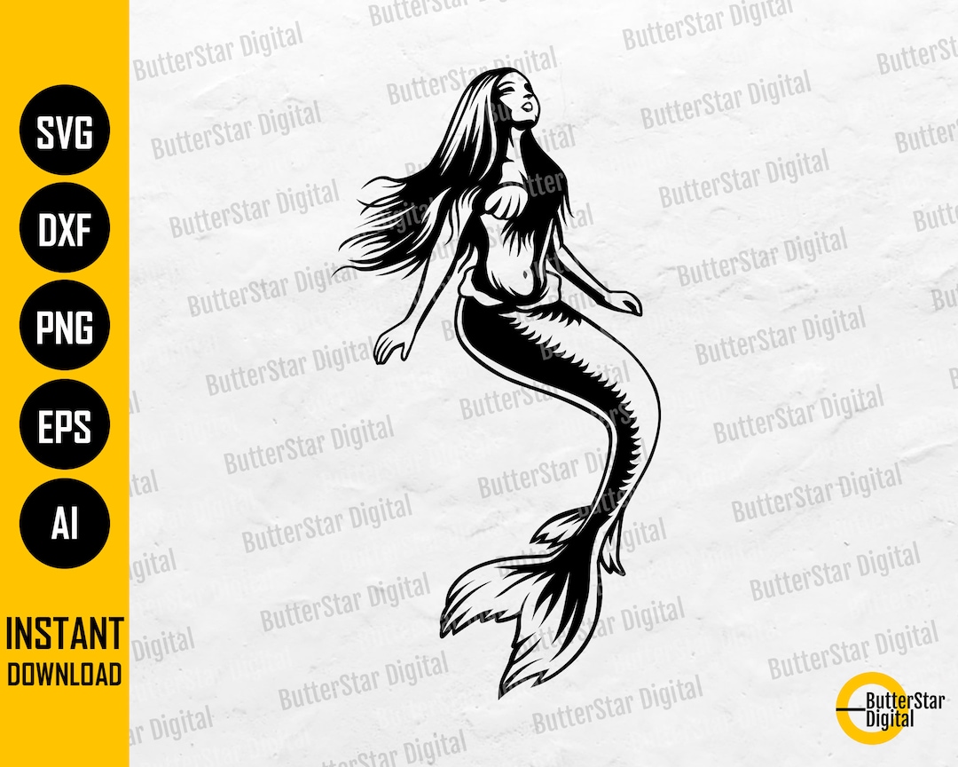 Mermaid SVG | Mermaid Cut File | Mermaid Clipart Stencil | Cricut ...