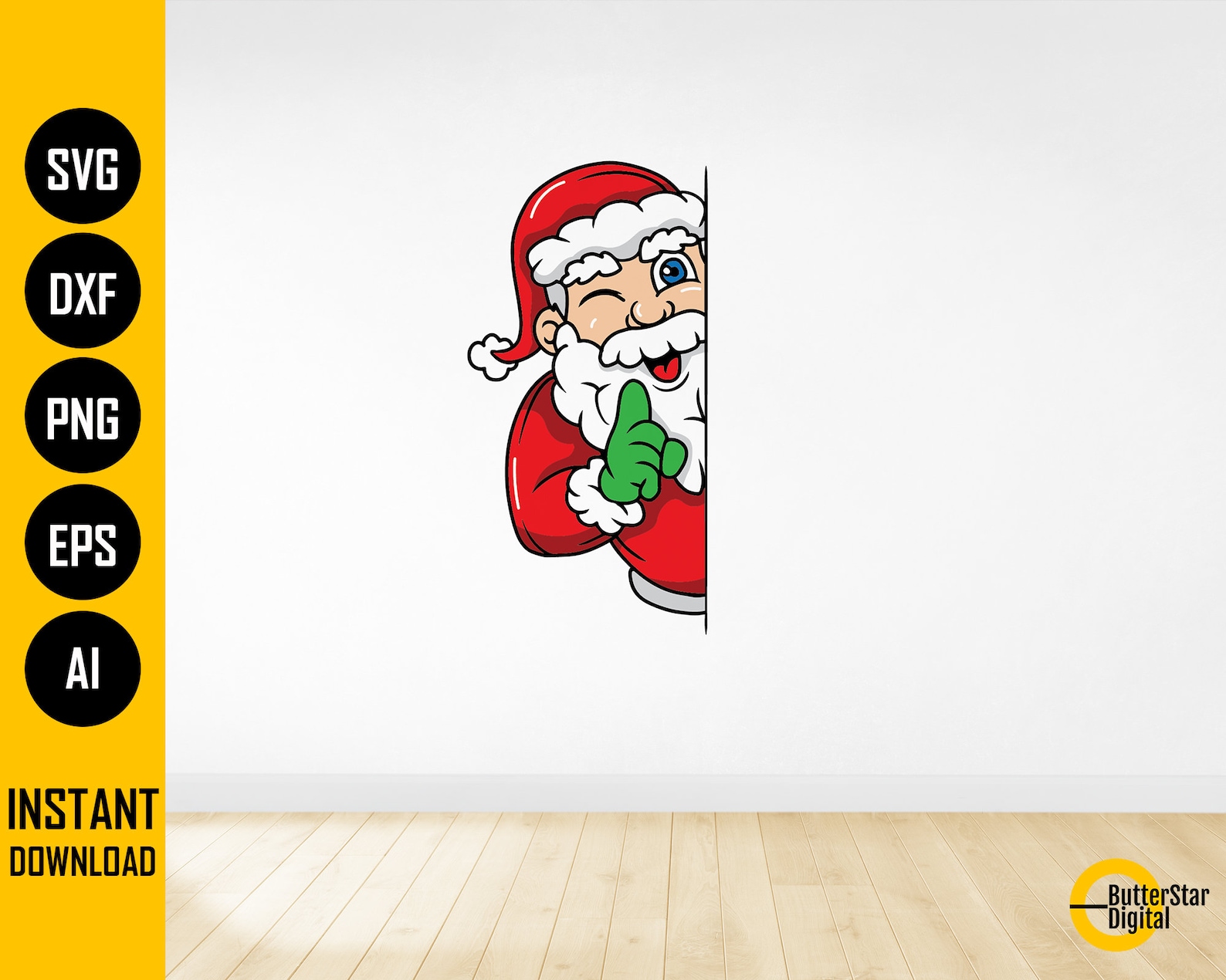 Peeking Santa Claus SVG Cute Christmas Wall Art Decal | Etsy