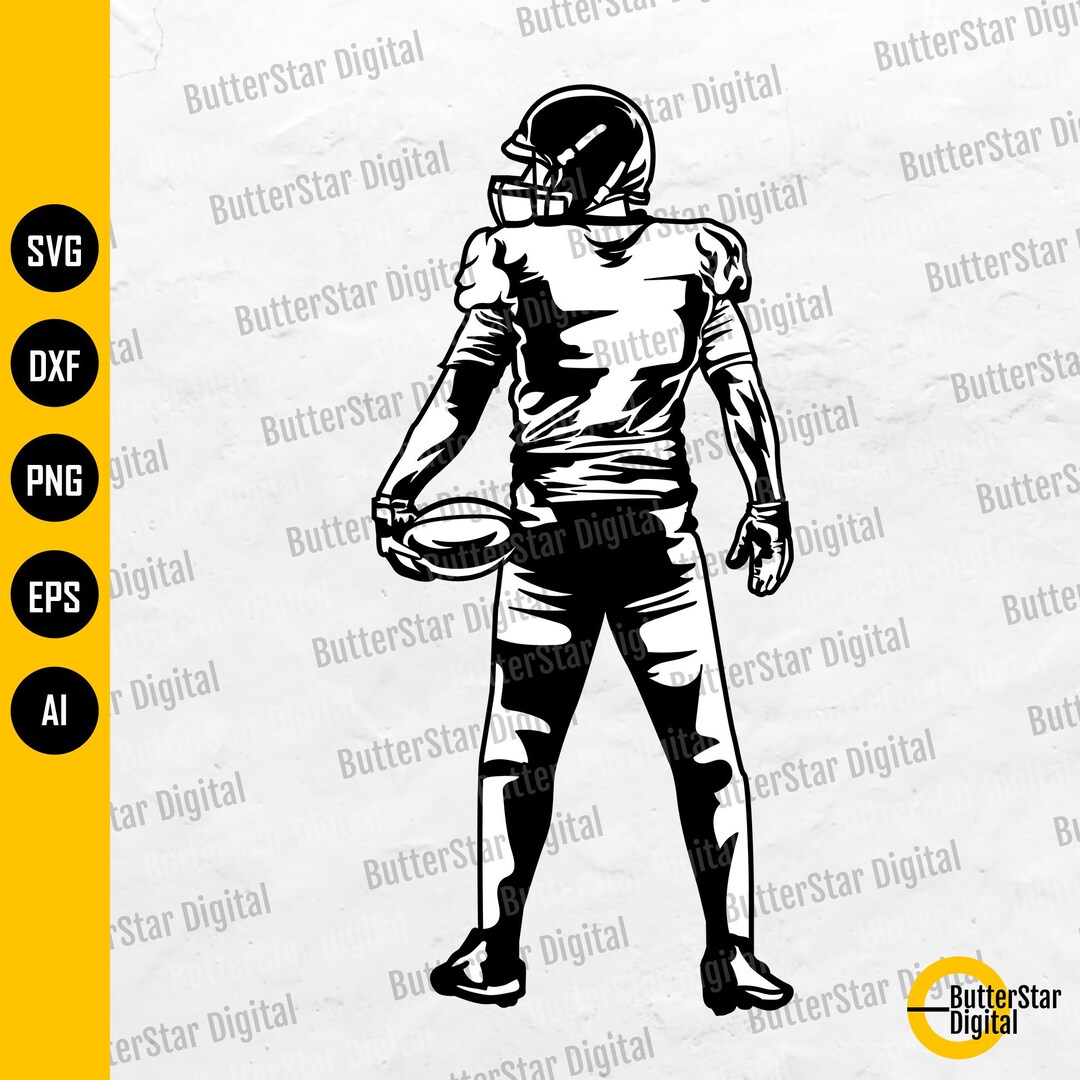 Football Player With Ball SVG | Quarterback SVG | Sports Tackle ...