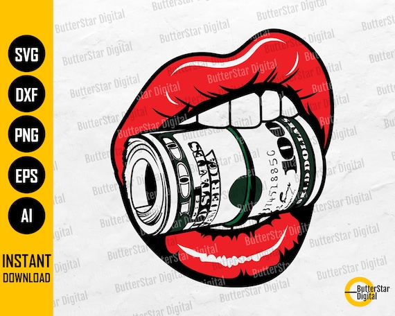Lips Biting Money Roll SVG Cash SVG 100 Dollar Bills SVG - Etsy