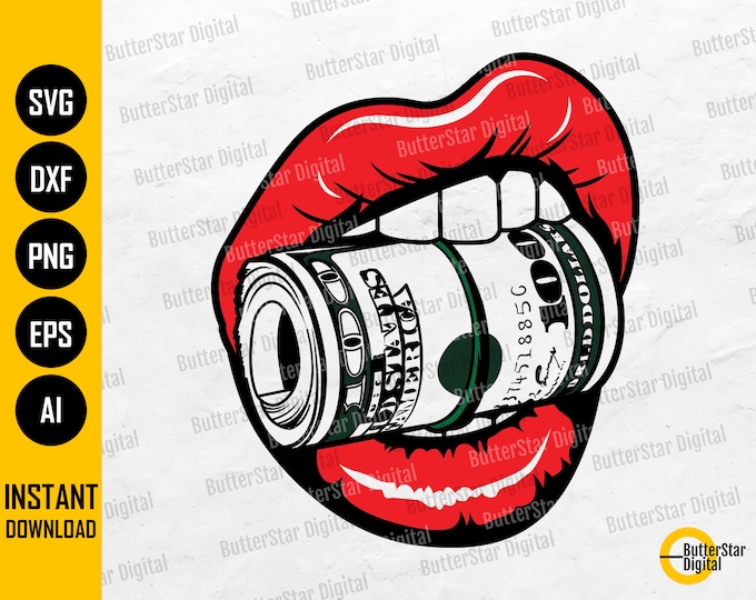 100 Dollar Bill Lips Clipart - Glossy Lips & Money PNG, Digital ...