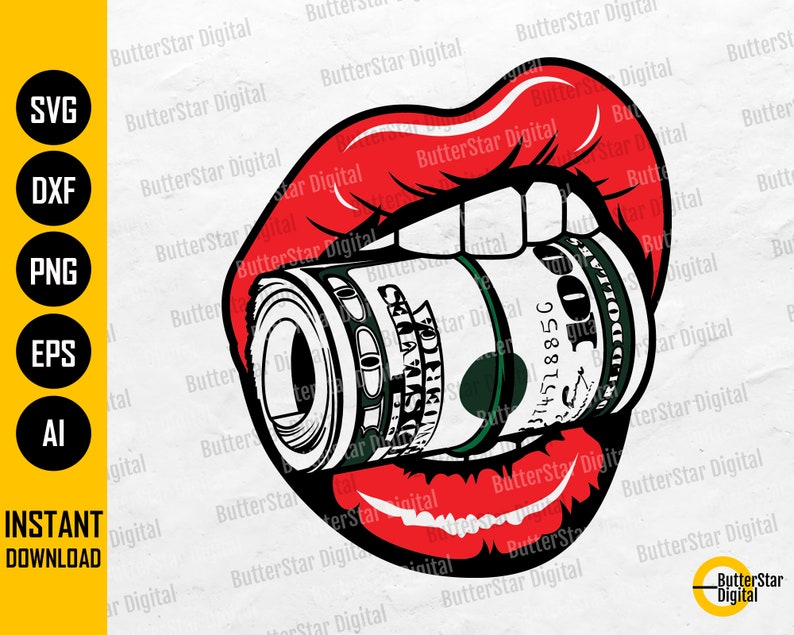 Lips Biting Money Roll SVG Cash SVG 100 Dollar Bills SVG - Etsy