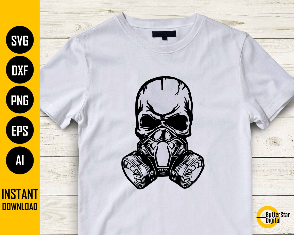 Skull Gas Mask SVG Biohazard SVG Gothic T-shirt Tattoo - Etsy