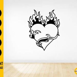 Flaming Heart SVG | Heart on Fire SVG | Love Vinyl Decal T-shirt Wall ...
