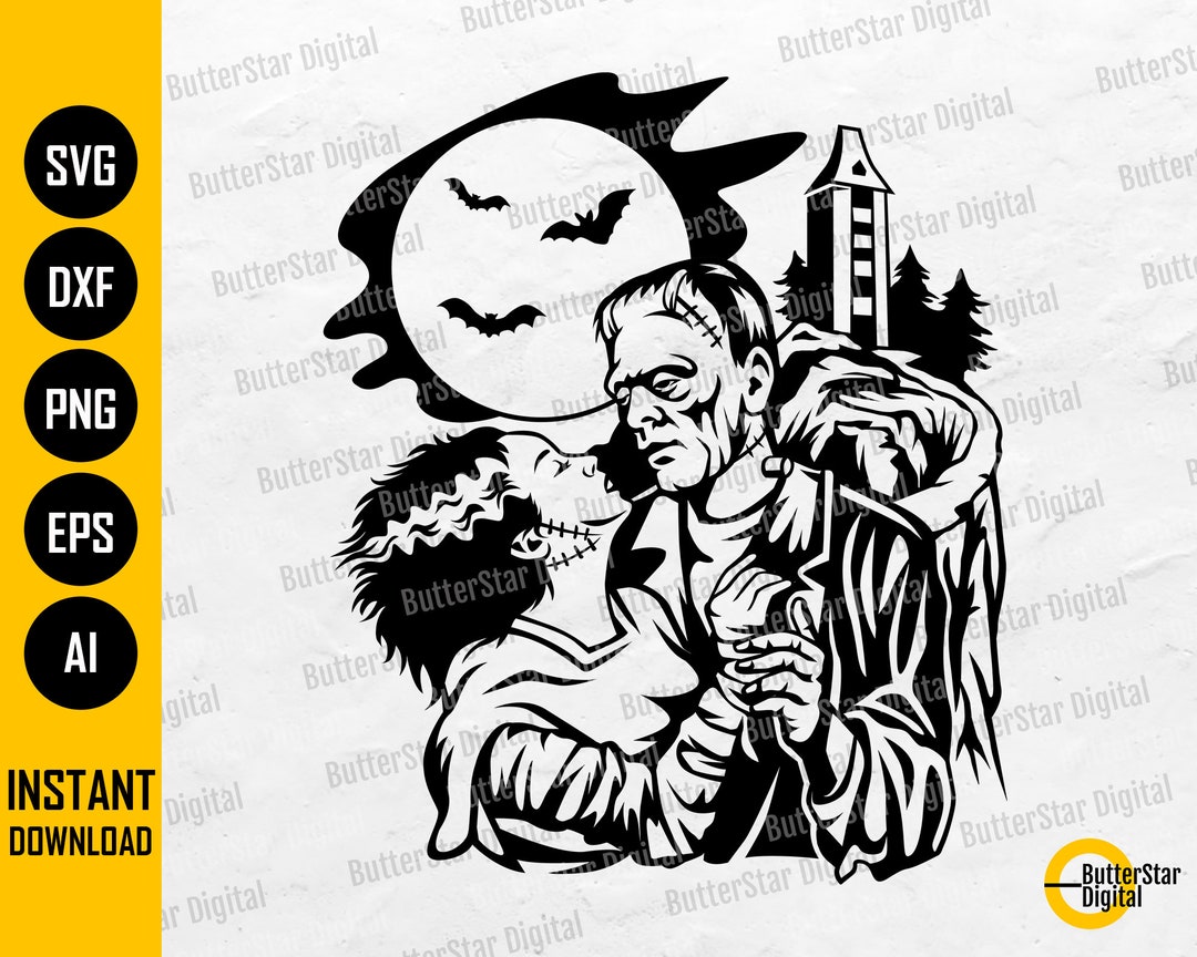 Frankenstein and Bride SVG | Horror Scene SVG | Monster T-shirt Decal ...