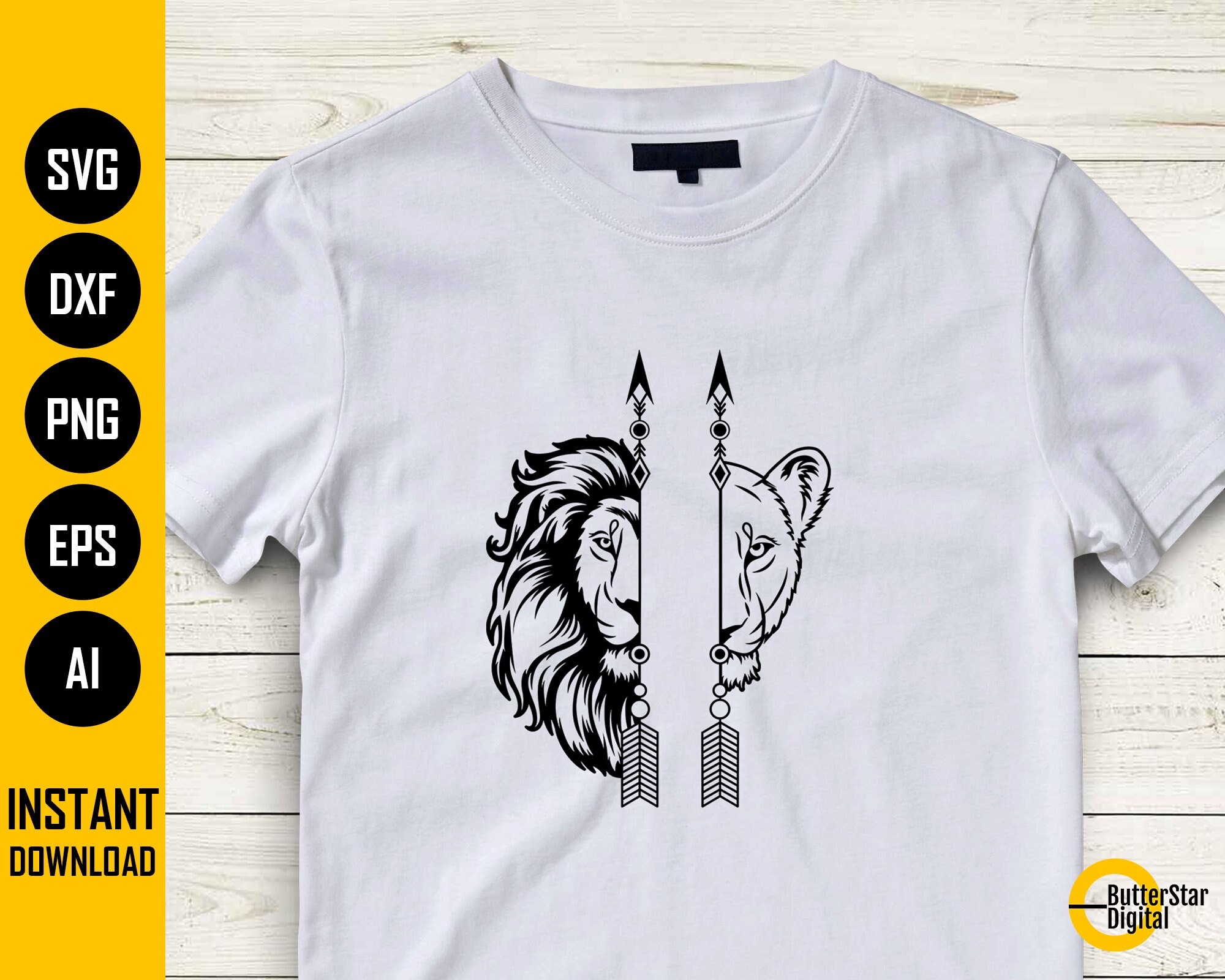 Arrow Lion Couple SVG | Half Lion Face SVG | Male Female Lion Head SVG ...