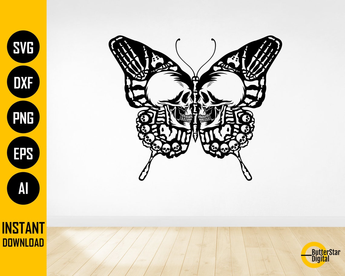 Skull Butterfly SVG Skeleton SVG Gothic Decal Shirt - Etsy