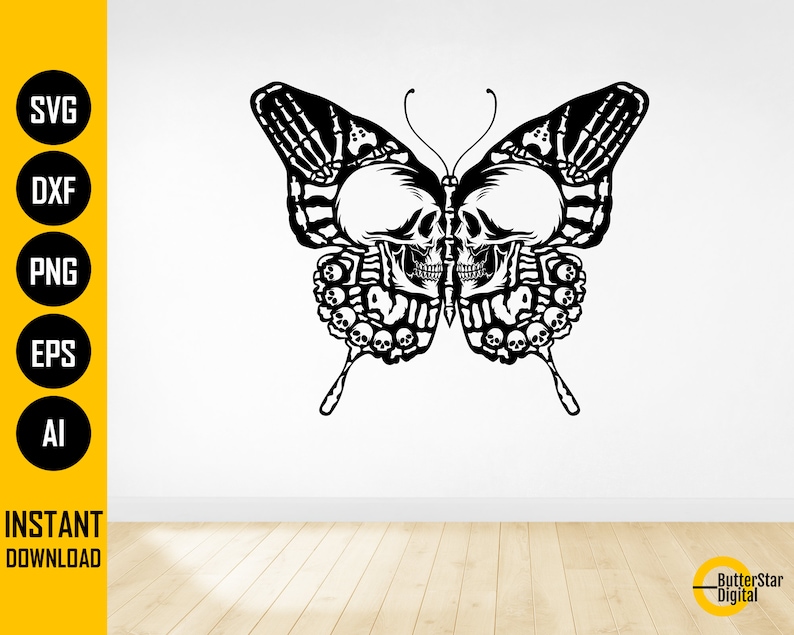 Skull Butterfly SVG Skeleton SVG Gothic Decal Shirt - Etsy