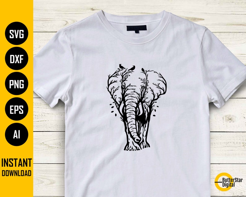 Tree Elephant SVG Safari SVG Animal T-shirt Design Decal - Etsy