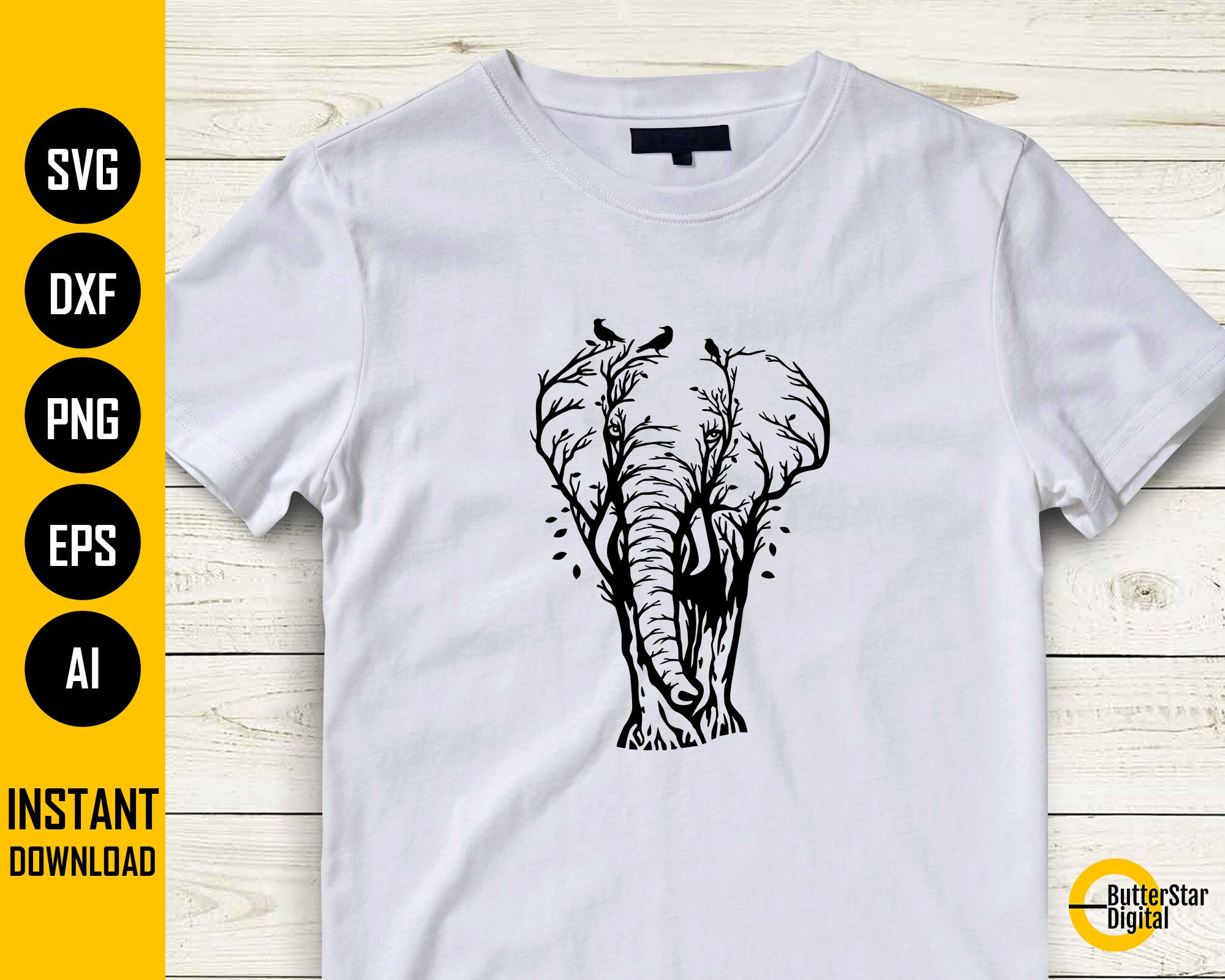 Tree Elephant SVG Safari SVG Animal T-shirt Design Decal - Etsy