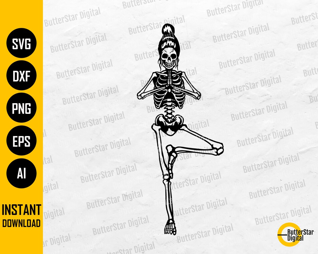 Yoga Tree Pose Skeleton SVG | Pilates SVG | Meditation T-shirt Decal ...