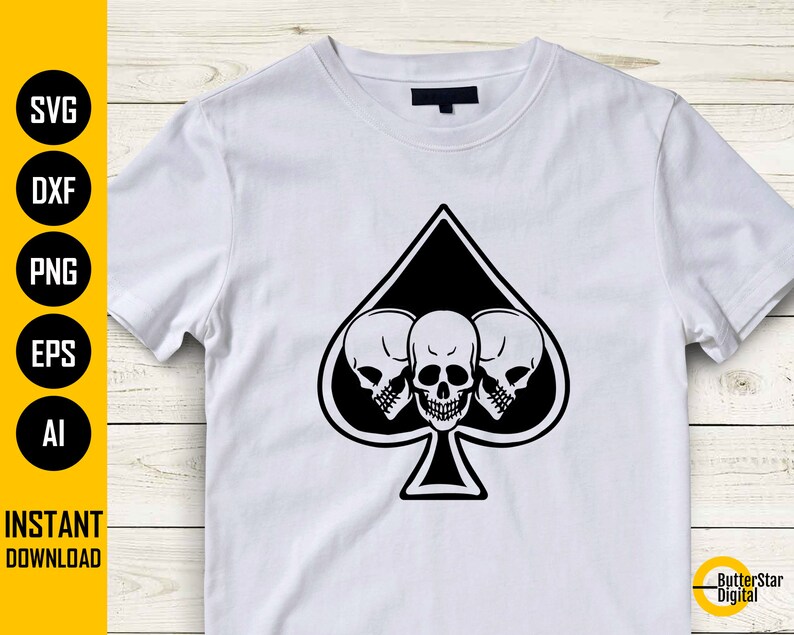 Spade Skulls SVG Playing Cards SVG Gothic Poker Decal | Etsy