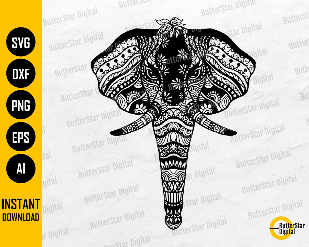 Tribal Elephant SVG | Floral Elephant SVG | Animal Flowers Shirt Decal ...