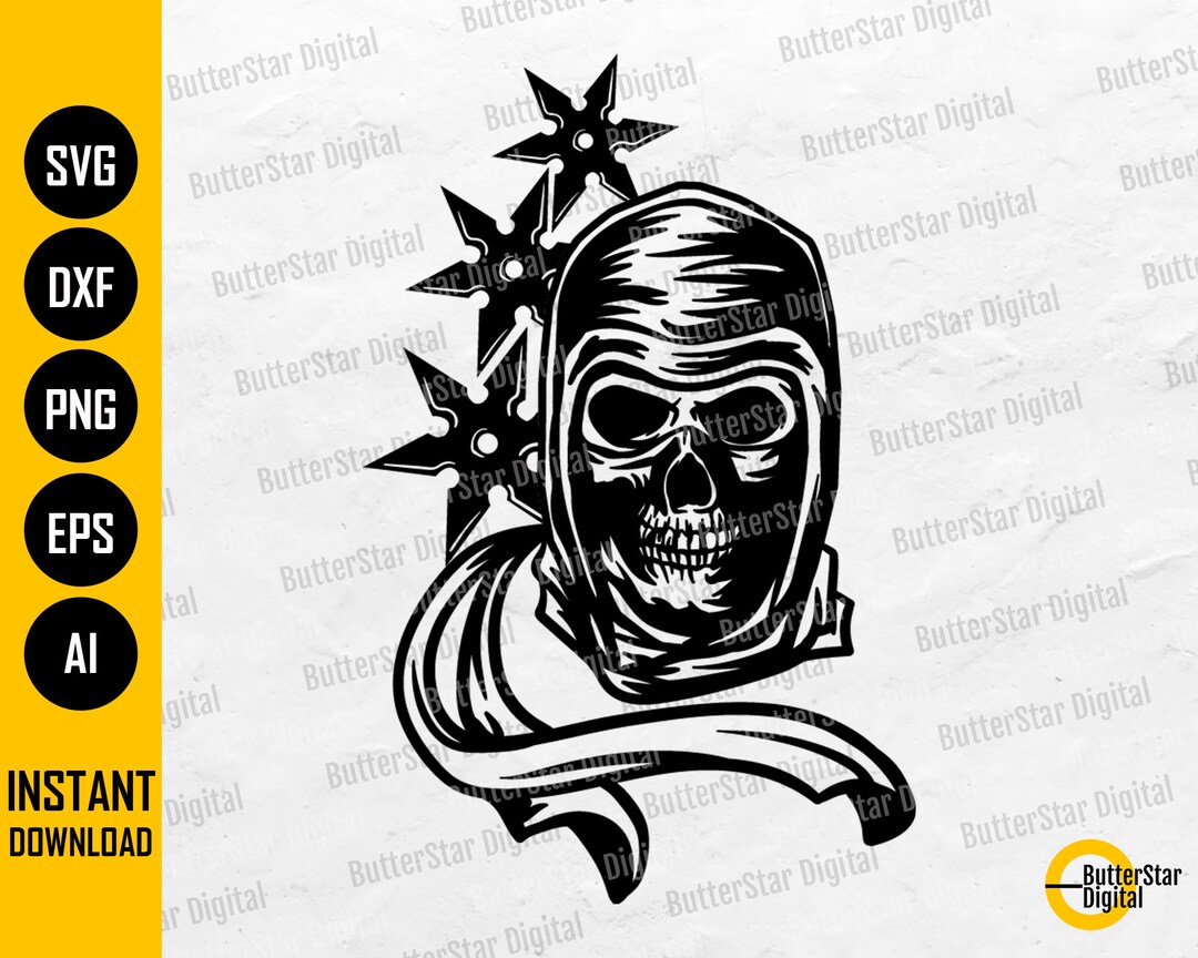 Ninja Skull SVG | Shuriken SVG | Ninjutsu Shinobi Stealth Assassin ...