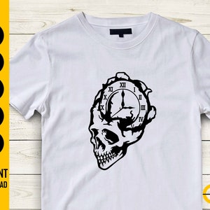 Skull Clock SVG | Time SVG | Goth Wall Art Decal Tattoo T-shirt Sticker ...