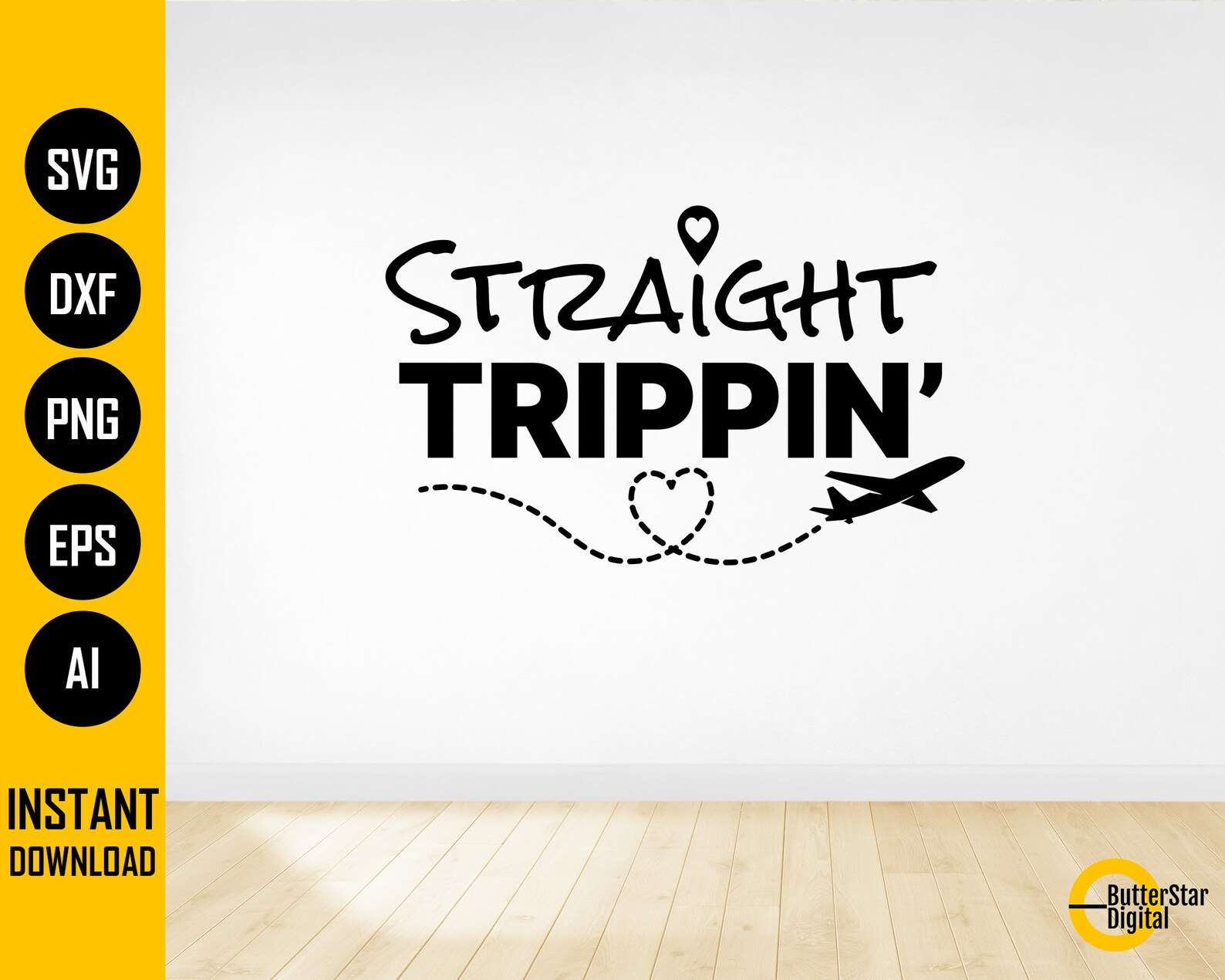 Straight Trippin SVG | Airplane Heart SVG | Vacation T-shirt Sticker ...