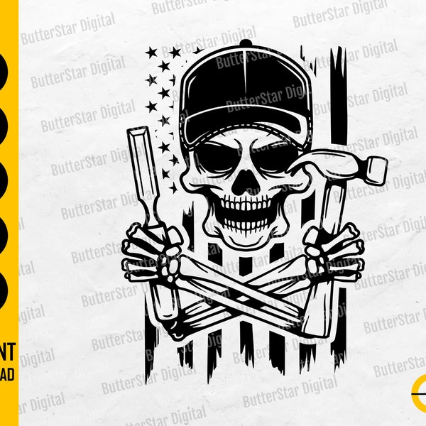 Carpenter Skull With Flag Svg - Etsy