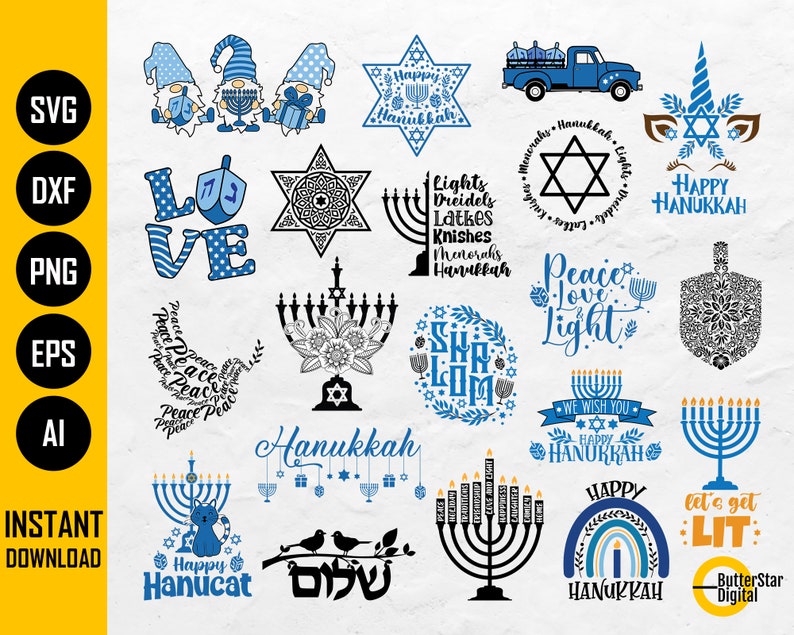 Hanukkah BUNDLE SVG | Jewish Holiday SVG | Chanukah Shirt Gift Decor ...