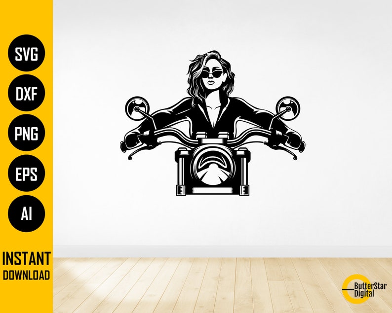 Biker Woman SVG Girl Riding Motorcycle SVG Motorbike Bike | Etsy