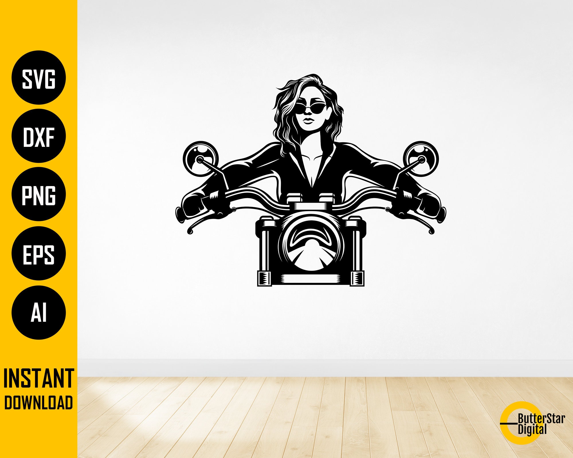 Biker Woman SVG | Girl Riding Motorcycle SVG | Motorbike Bike Road Ride ...