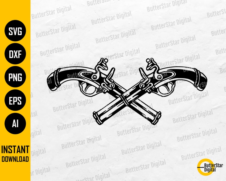 Crossed Flintlock Pistols SVG Vintage T-shirt Vinyl Stencil - Etsy