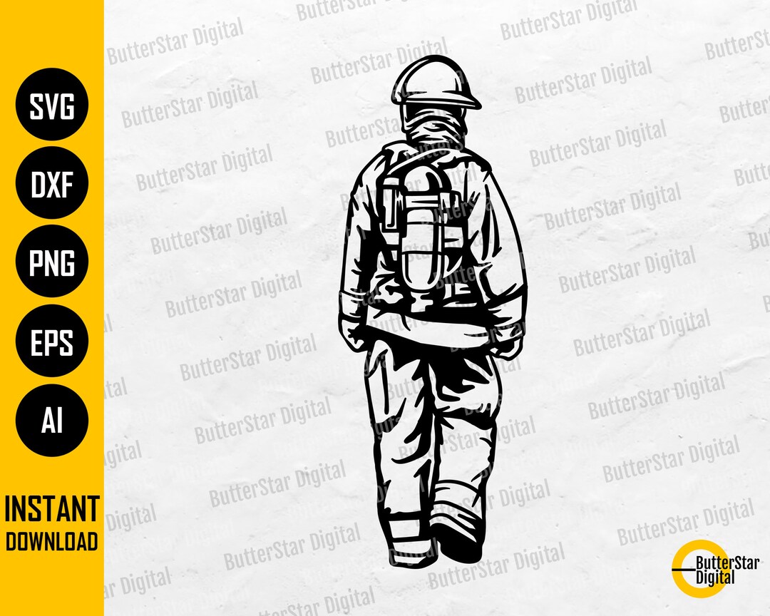 Firefighter Walking SVG | Fire Fighter SVG | First Responder SVG ...