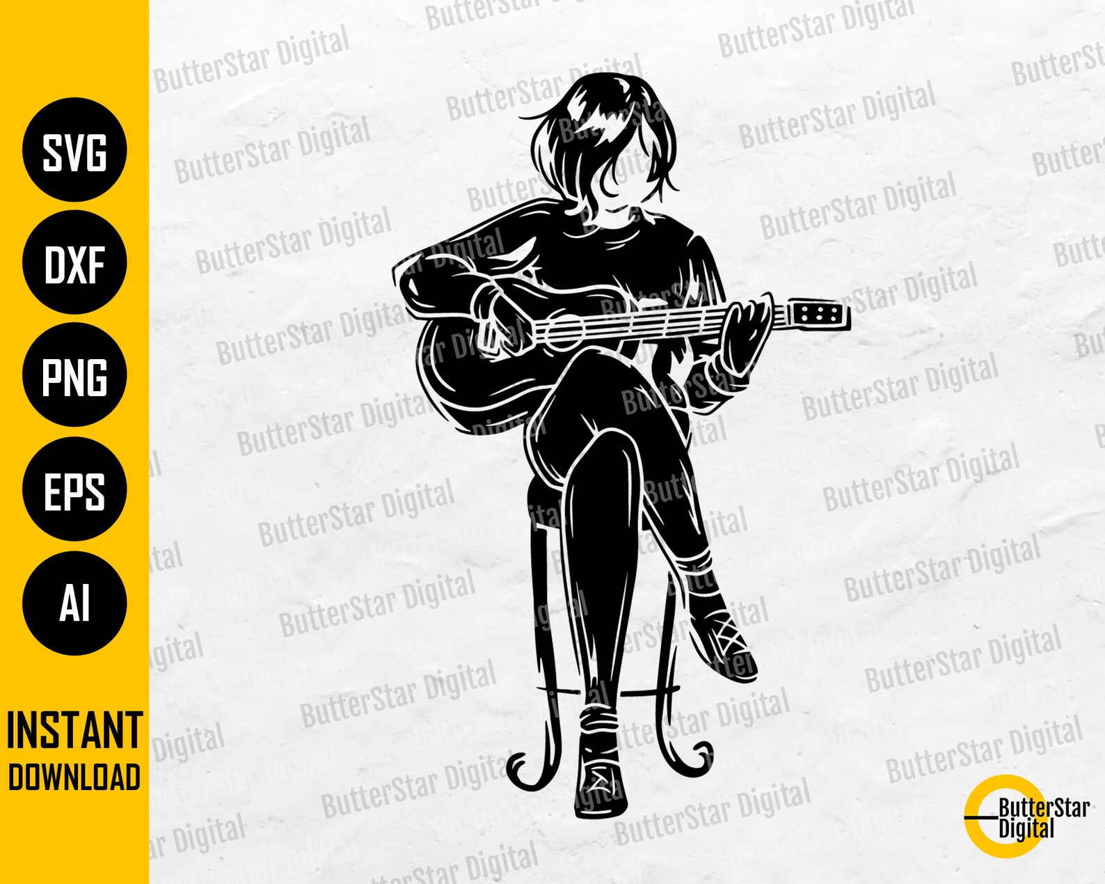 Guitar Girl SVG Musician SVG Play Song Sing Strum Strings - Etsy