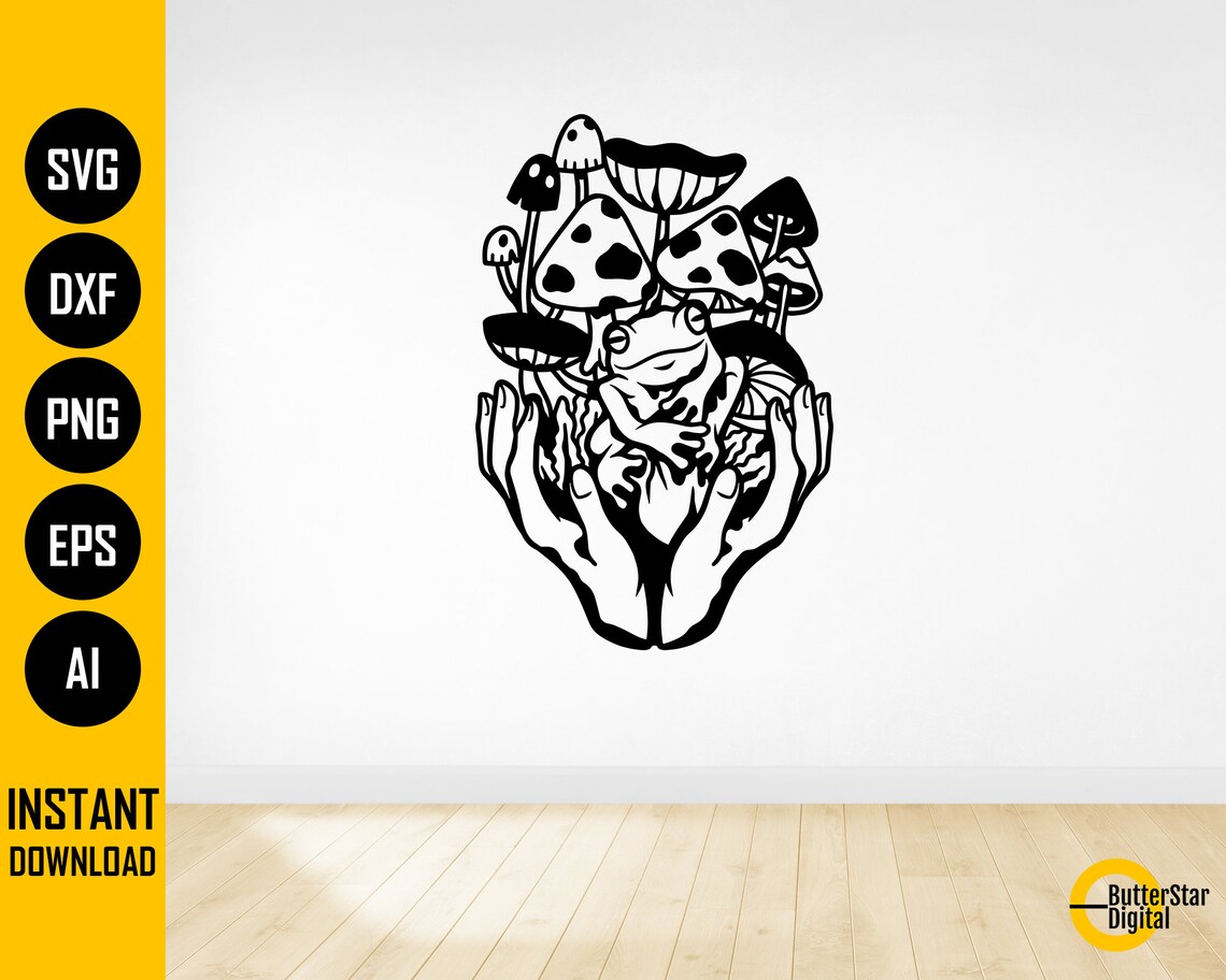 Mushroom Frog SVG | Cute Psychedelic Decal T-shirt Vinyl Stencil ...