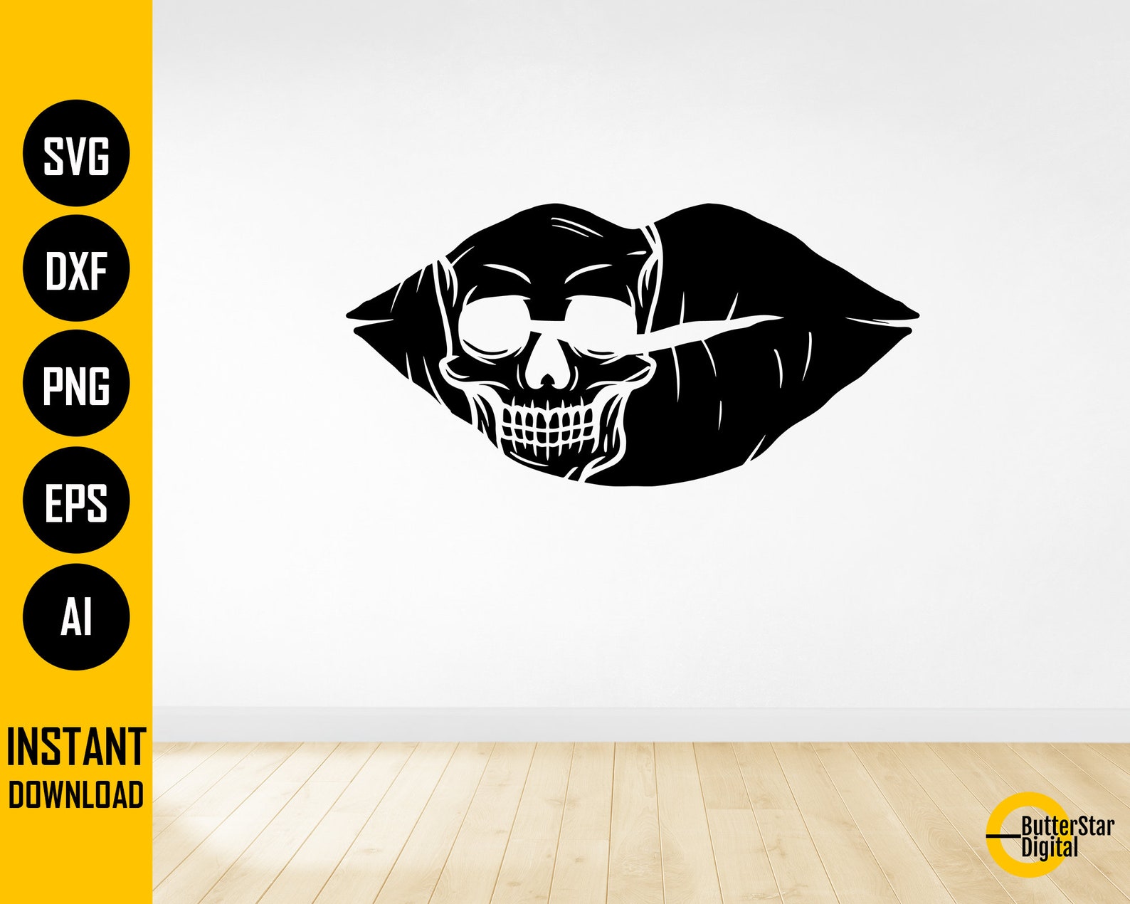 Lips Skull SVG | Kiss SVG | Mouth SVG | Gothic Decal T-shirt Sticker ...