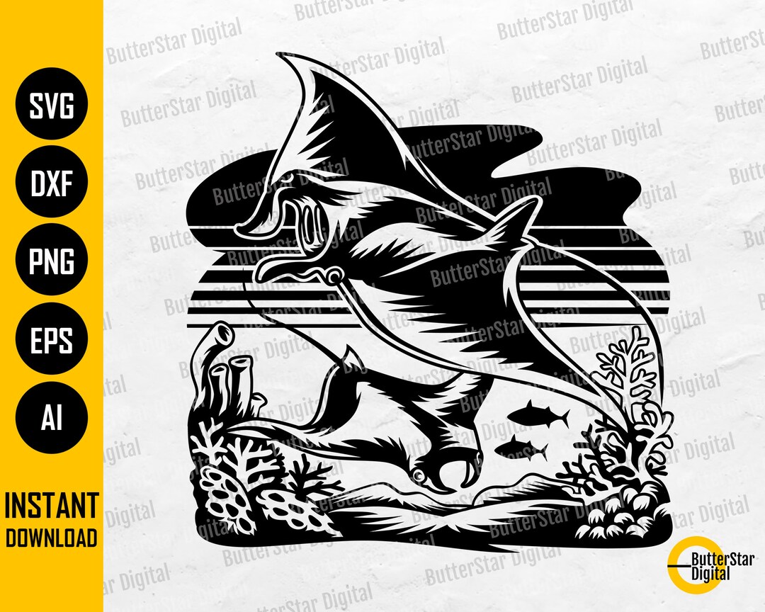 Manta Ray SVG | Scuba Diving T-shirt Decal Sticker Graphics | Cricut ...