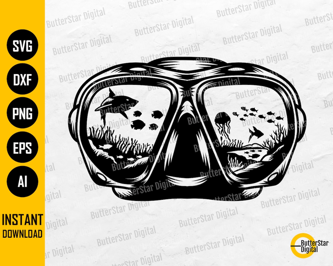 Scuba Diver Mask SVG | Diving SVG | Freediving SVG | Dive Underwater ...