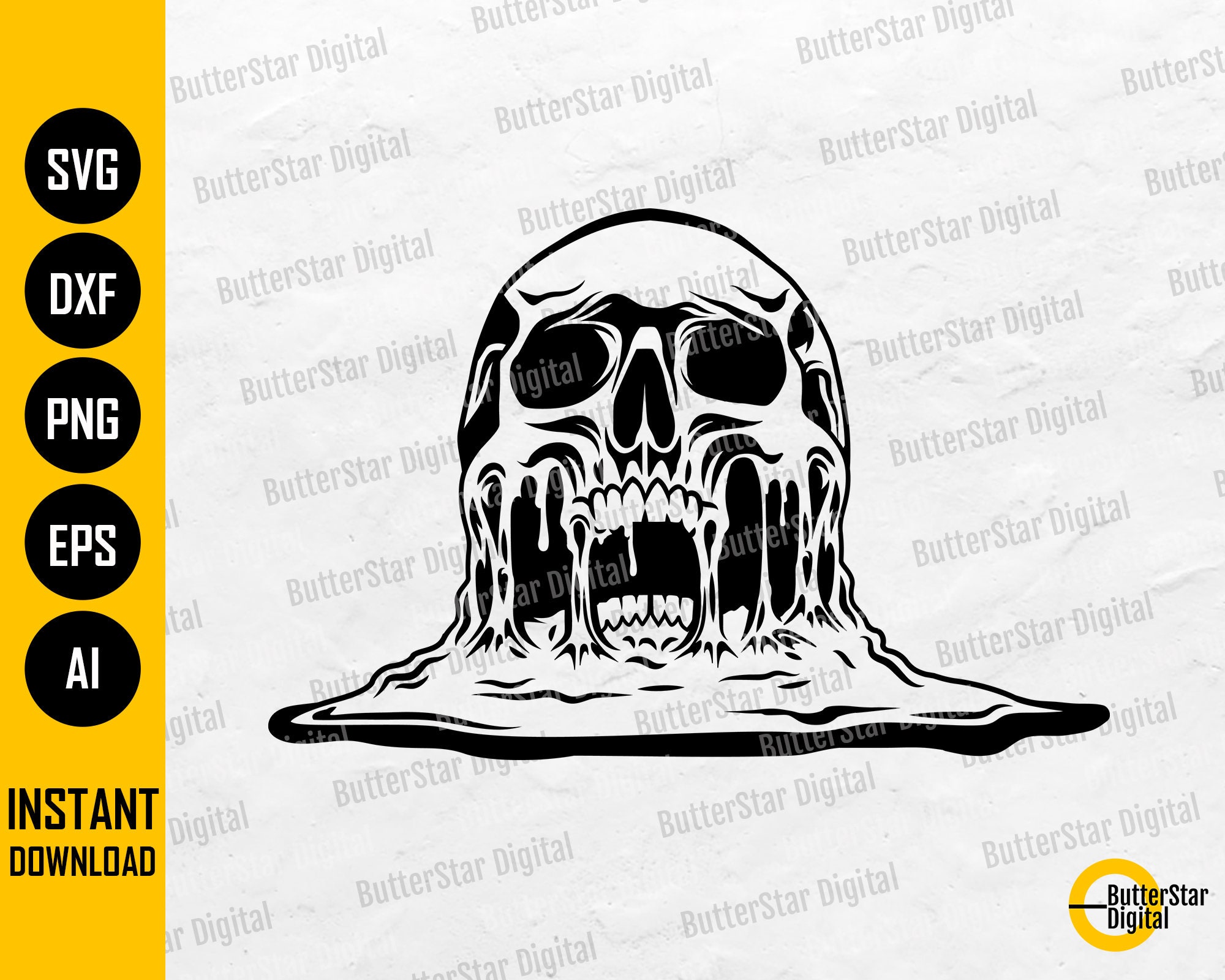 Melting Skull SVG | Skeleton SVG | Gothic Decal T-shirt Sticker ...