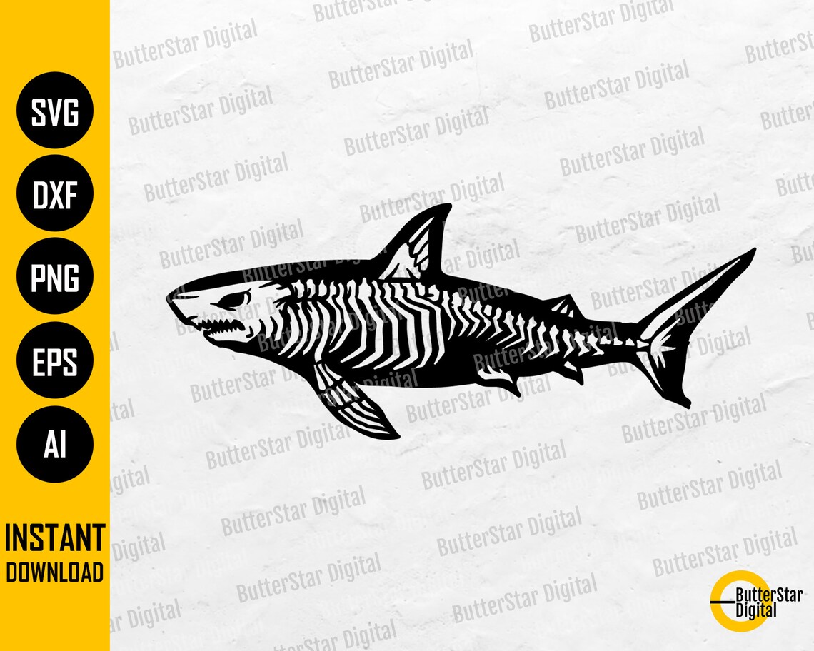 Skeleton Shark SVG Fish Bones SVG Jaws SVG Ocean Sea - Etsy