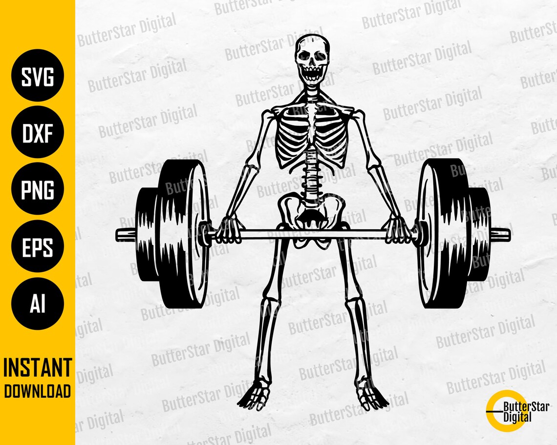 Skeleton Lifting Weights SVG Workout Decal Vinyl Stencil - Etsy