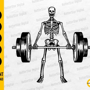 Skeleton Lifting Weights SVG | Workout Decal Vinyl Stencil | Cricut Cut ...