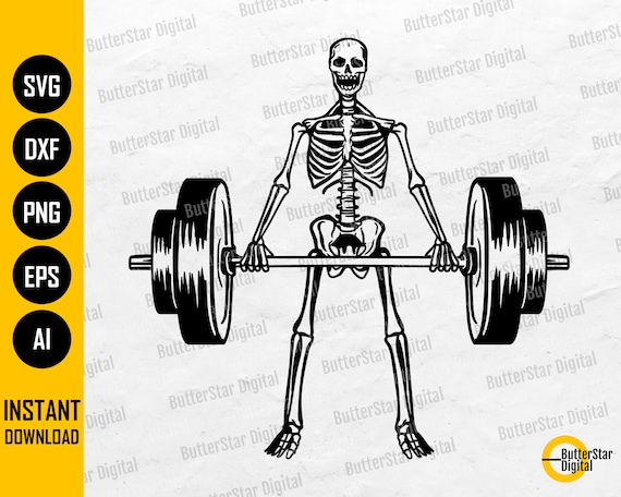 Skeleton Lifting Weights SVG Workout Decal Vinyl Stencil | Etsy Australia