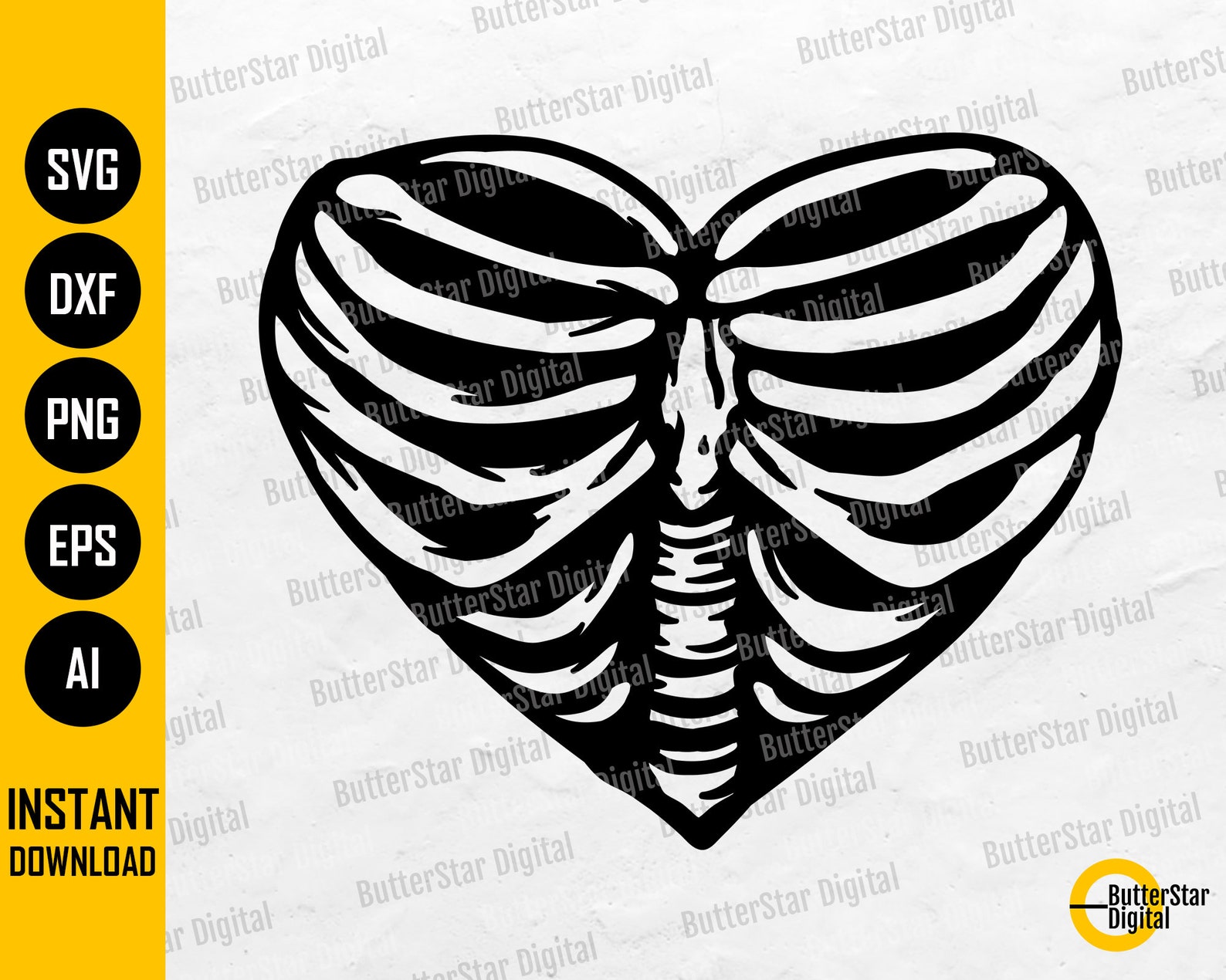 Ribcage Heart SVG | Skeleton SVG | Gothic Love Shirt Vinyl Stencil ...