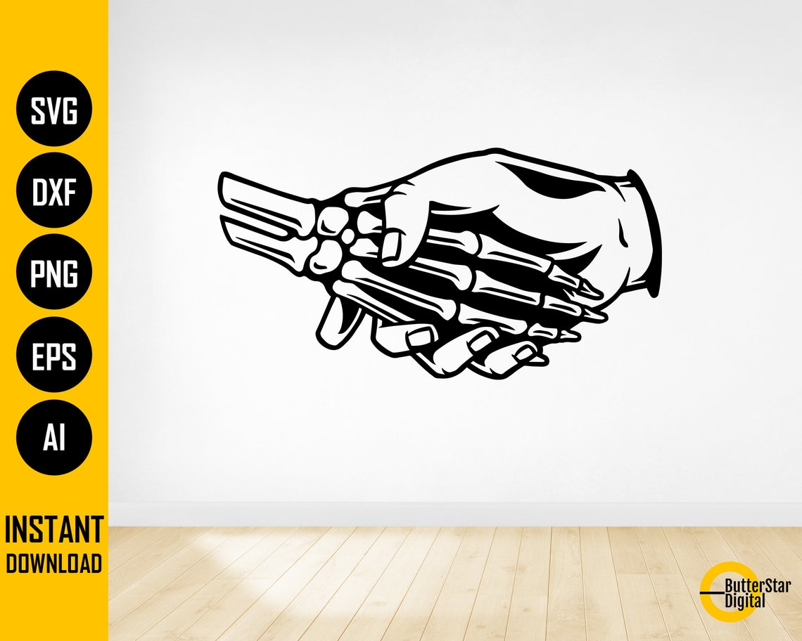 Handshake With Skeleton SVG | Shake Hands SVG | Gothic Bones T-shirt ...