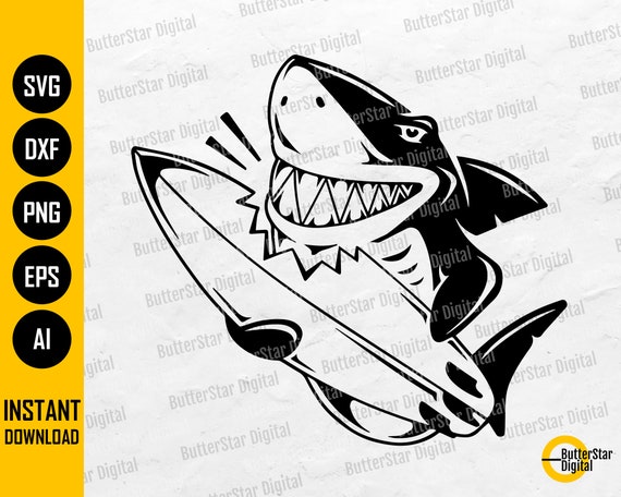 Shark Biting Surfboard SVG Surfing SVG Summer Beach | Etsy