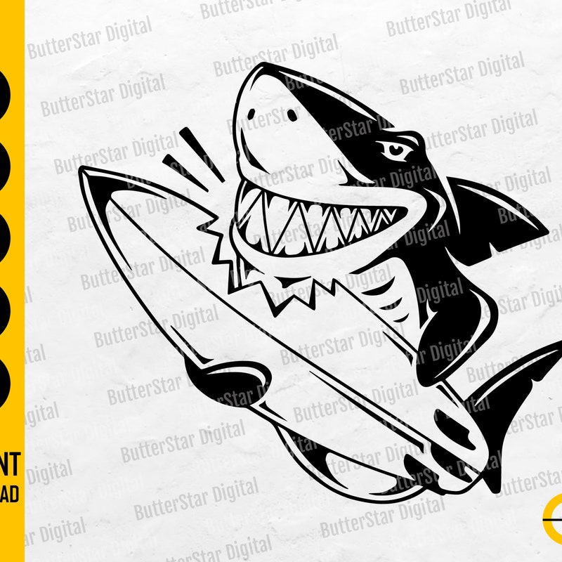 Shark Bite Surfboard Svg - Etsy