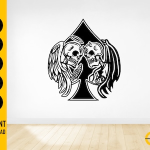 Spade Angel & Devil SVG | Skeleton SVG | Playing Cards Decal T-shirt ...
