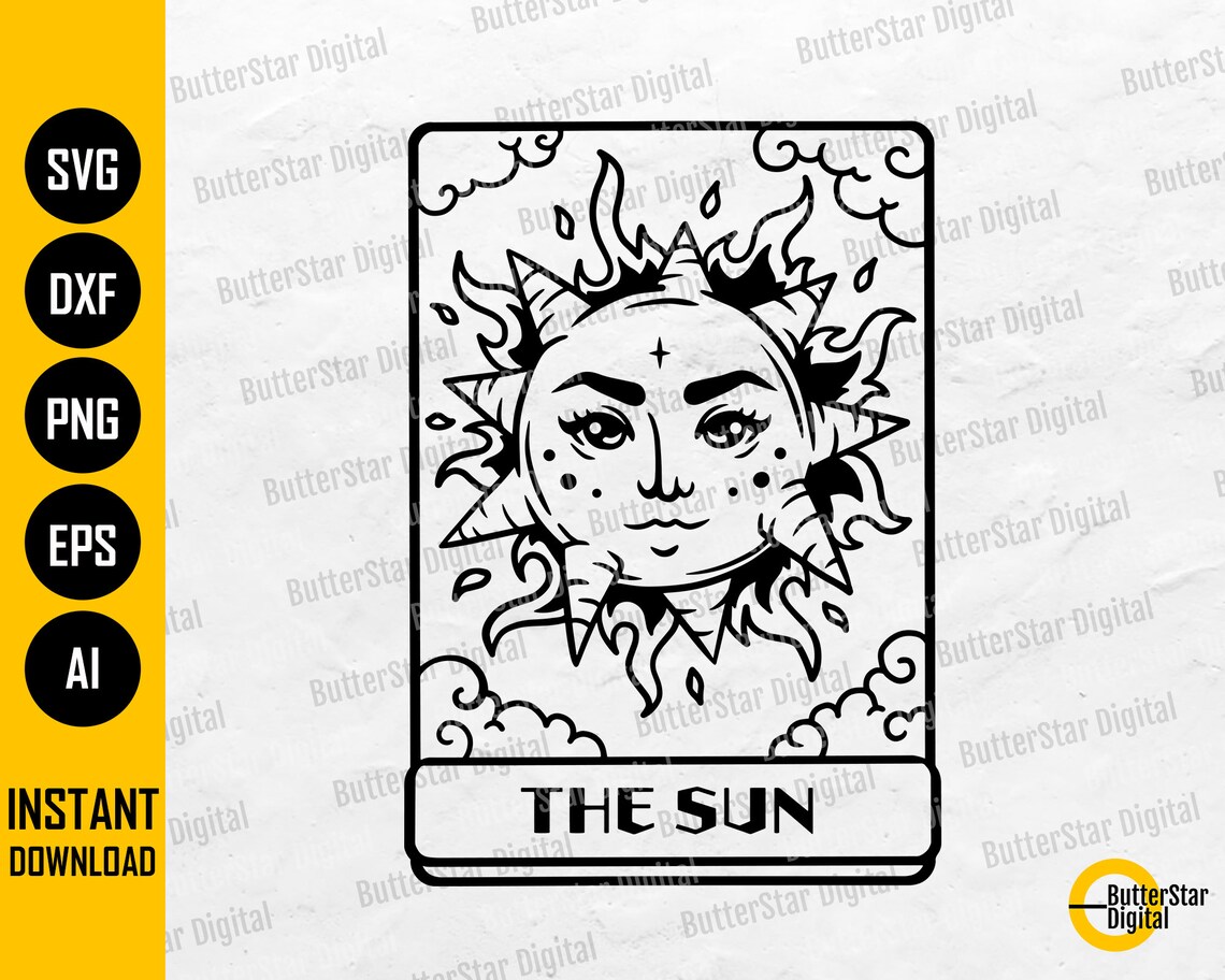 Tarot Card Sun SVG Magic Illustration SVG Witchcraft SVG - Etsy
