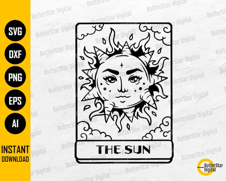 Tarot Card Sun SVG | Magic Illustration SVG | Witchcraft SVG | Boho Svg ...