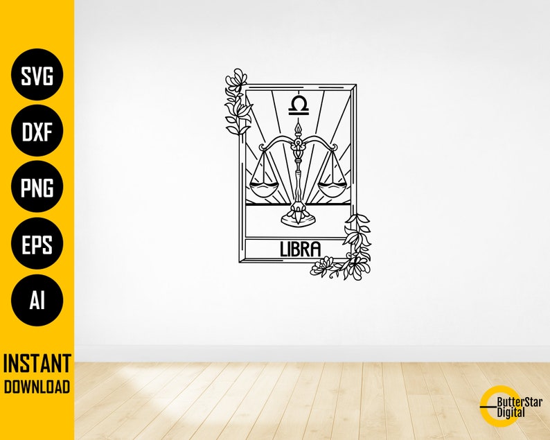 Libra Zodiac Card SVG Star Sign T-shirt Decal Vinyl Wall Art - Etsy