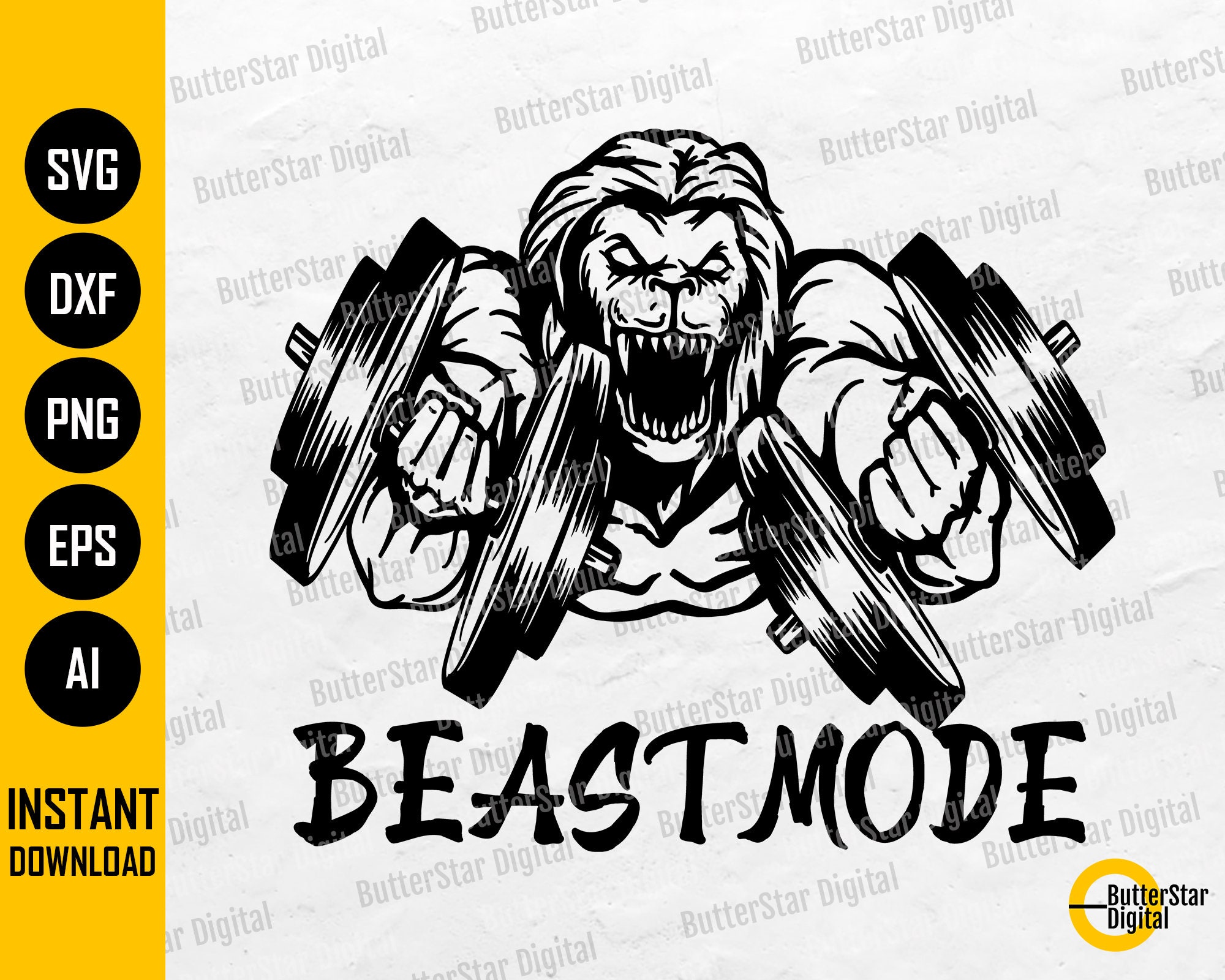 Beast Mode SVG | Fitness SVG | Workout T-shirt Decal Stencil Sticker ...